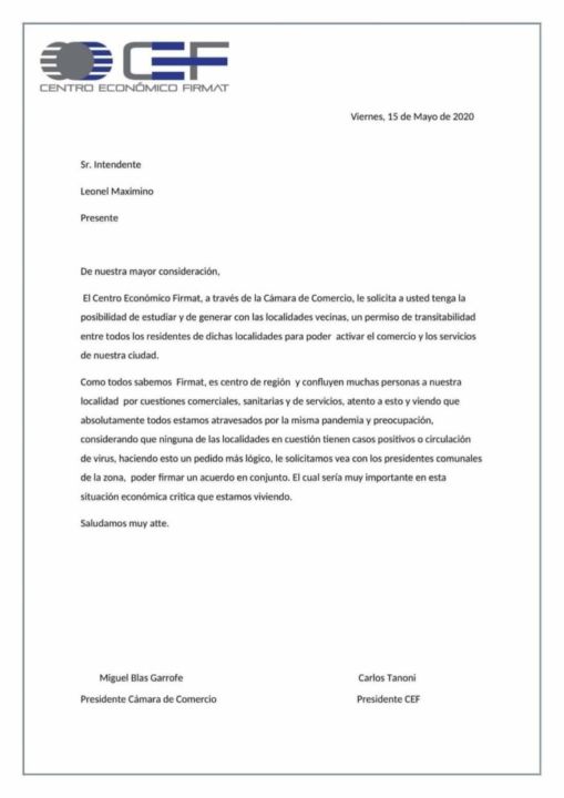 Comerciantes piden que se deje ingresar a Firmat a vecinos de pueblos ... Comerciantes piden que se deje ingresar a Firmat a vecinos de pueblos ...